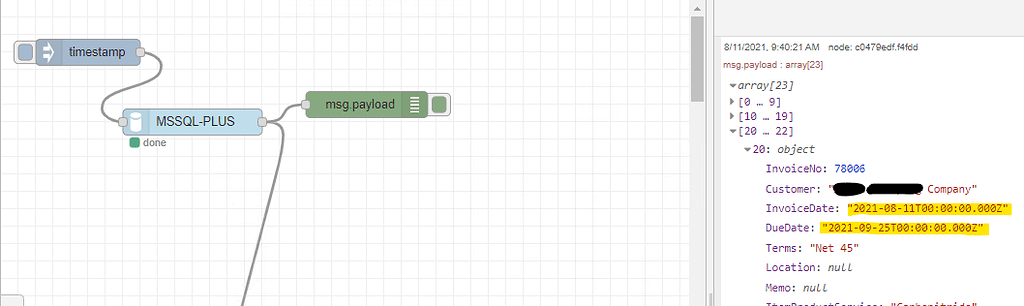 Date format returned by MSSQL stored procedure - General - Node-RED Forum