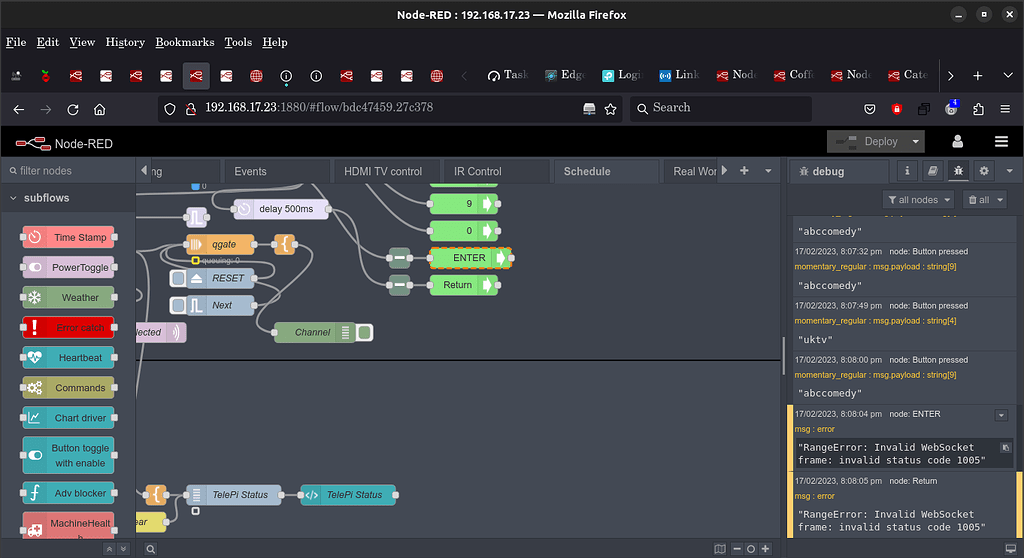 `samsung` node remote control flow working - then it doesn't - General ...