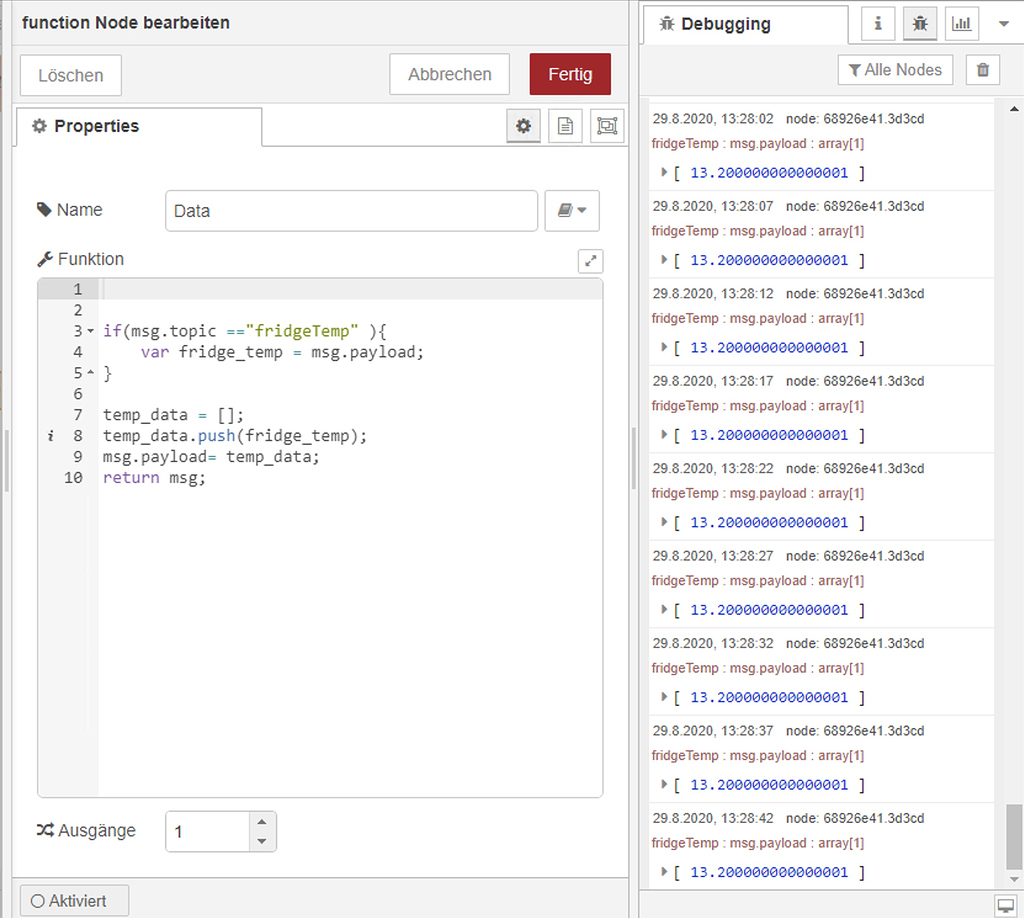Storing Data in an Array - General - Node-RED Forum