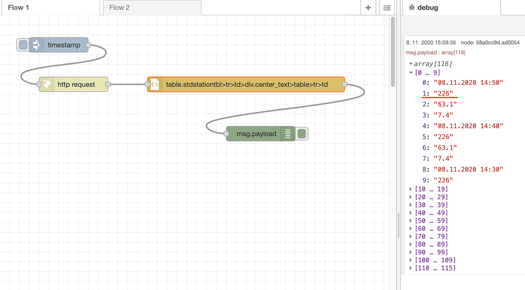 Select one specific index from array - General - Node-RED Forum