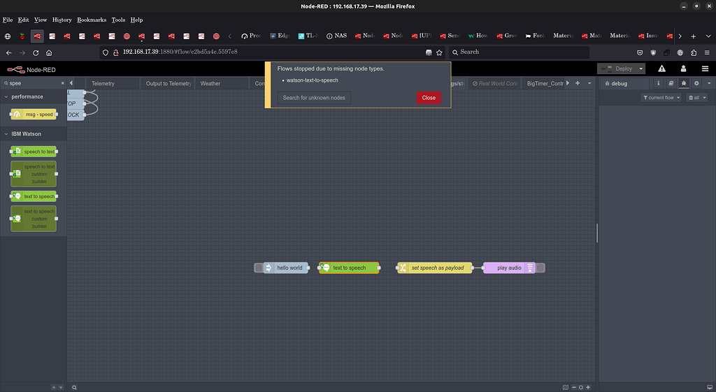 Stuck with "text to speech" (WATSON) node - General - Node-RED Forum