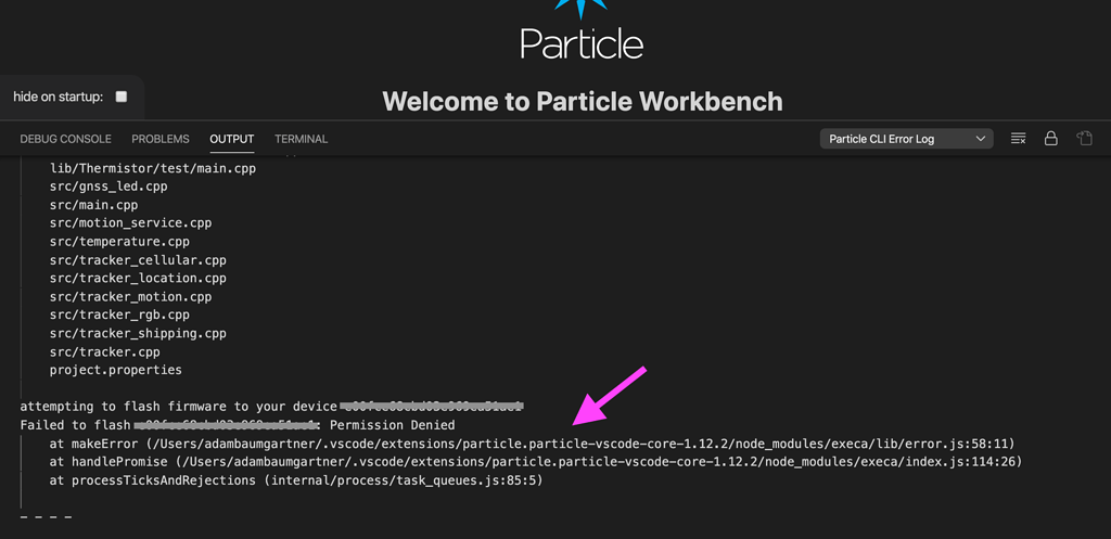 [SOLVED] Failed to Flash : Permission Denied - Particle Workbench - Particle