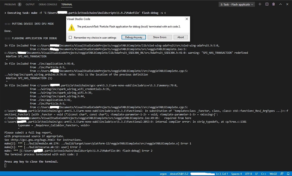 Issue Disabling Optimization When Debugging in VS Code / Particle ...