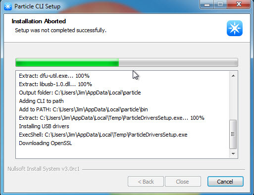 Particle CLI Installer (Win10) - Installation Aborted for OpenSSL - Troubleshooting - Particle