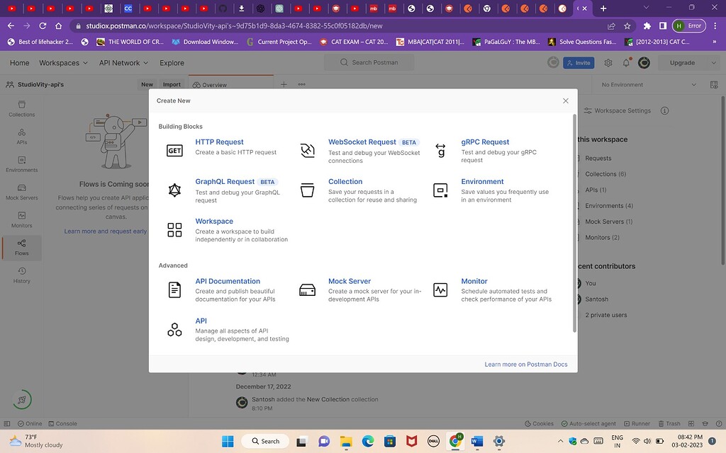 Unable find flow option while clicking on NEW in FLOW tab - Help Hub - Postman Community