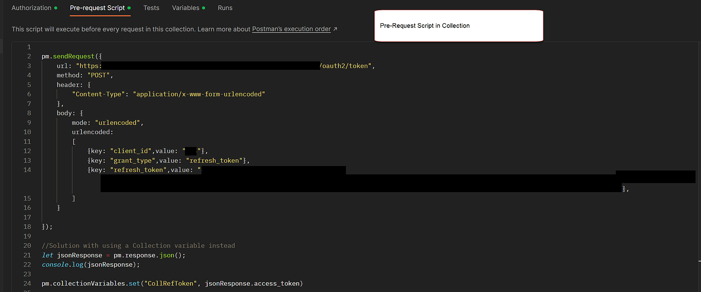 SendRequest in a Pre-request Script on Collection - how to get response to set Collection ...