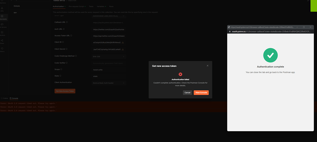 Twitter API not giving token to authenticate - Help Hub - Postman Community