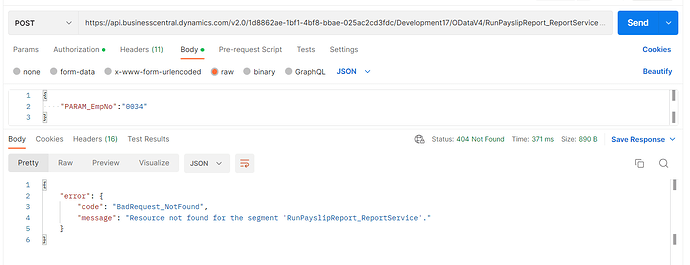How to get response from CodeUnit Procedure from online Business Central, using postman - Help ...