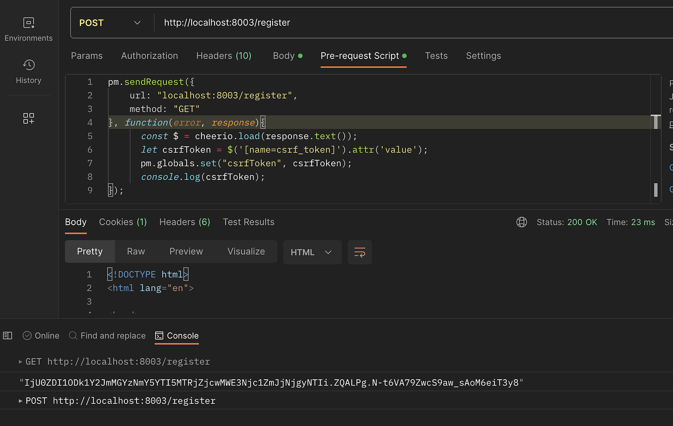 Pre Req Script To Set Csrf Token Var For Post Req In Flask Help Hub Postman Community