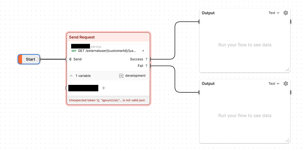 Request fails while running inside flow - Help Hub - Postman Community