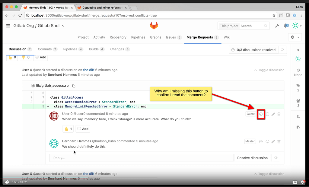Code Review Comment Acknowledgement Missing - How to Use GitLab ...