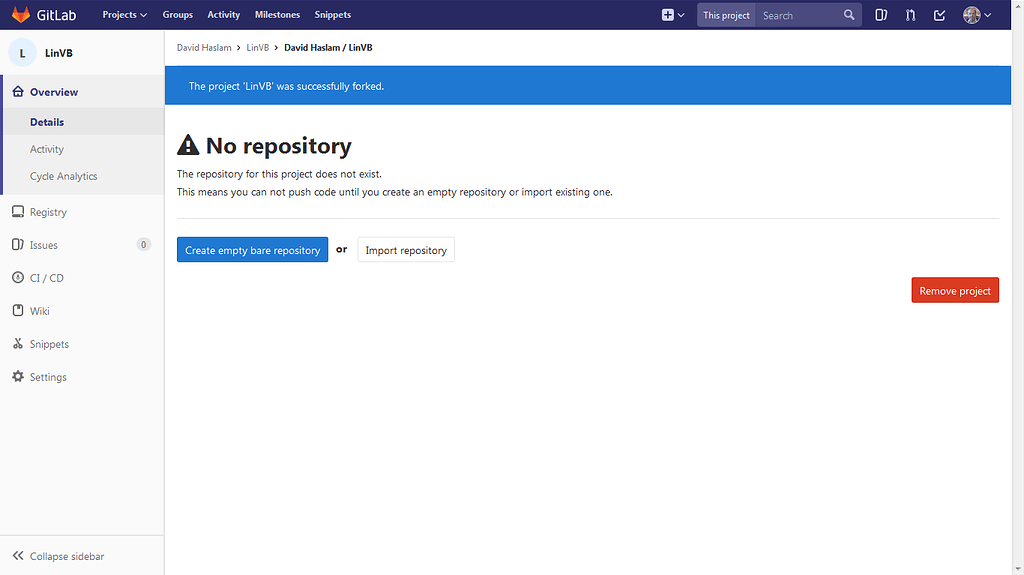 Forking a repository stopped working - How to Use GitLab - GitLab Forum