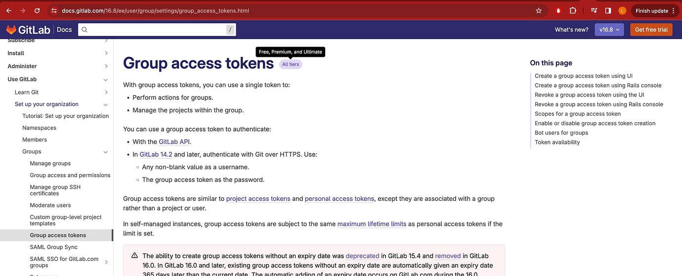 Gitlab Impossible To Enable Group Access Token How To Use Gitlab Gitlab Forum