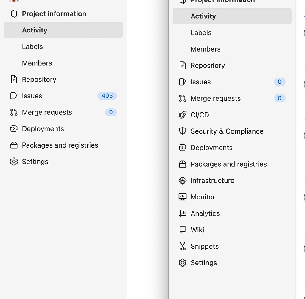 Sidebar menus disappear - How to Use GitLab - GitLab Forum