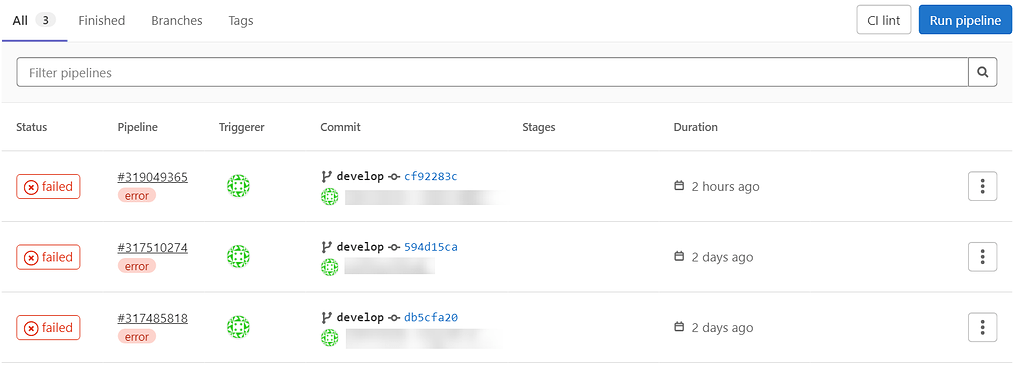 Pipeline fail in project with no CI configuration - GitLab CI/CD - GitLab Forum