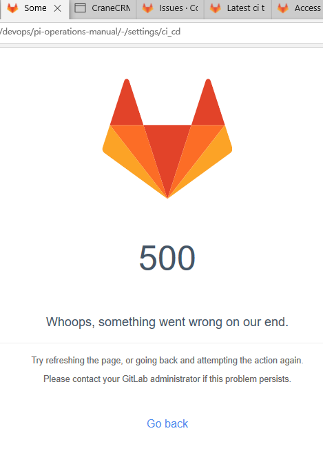 Met 500 err when click CI/CD on settings appear - GitLab CI/CD - GitLab Forum