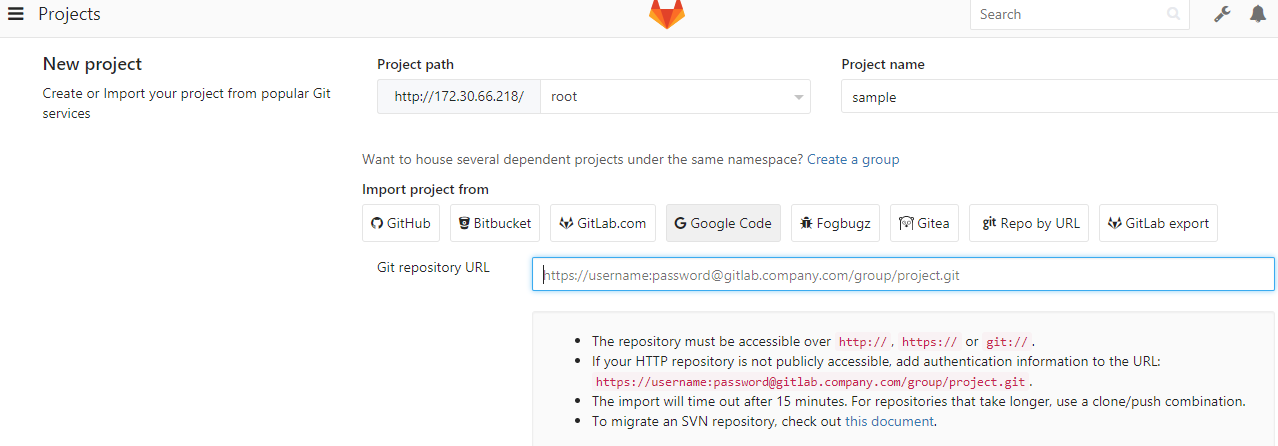 Import project from git server - Migrations - GitLab Forum