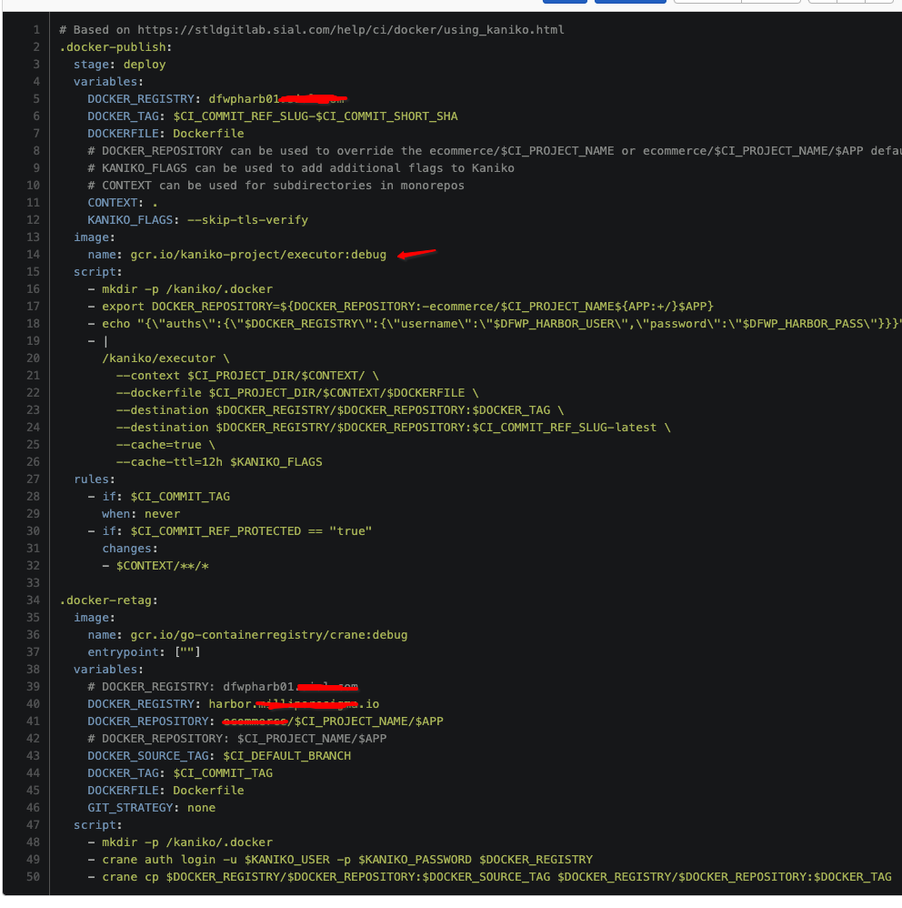 GitlabCI kaniko throwing the error checking push permissions -- push: unauthorized to access ...
