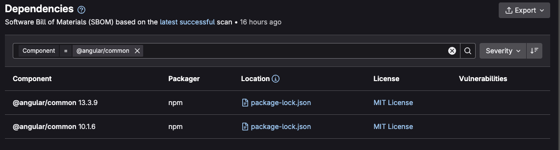 Dependency list returns multiple versions for a single package, cannot get definitive version ...