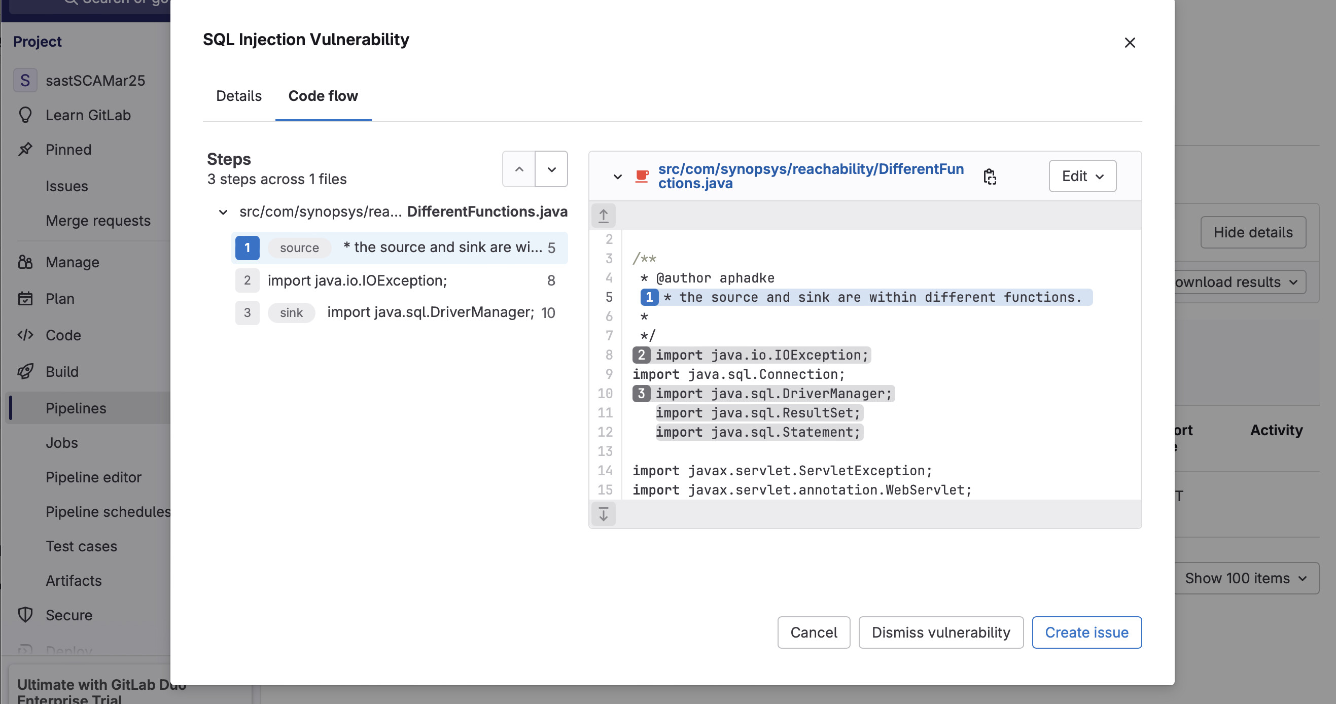 GitLab Security Dashboard: Code flow is not displaying - GitLab for Open Source - GitLab Forum