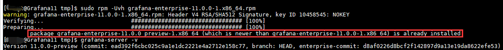 Try To Upgrade From Grafana 1100 Preview To Grafana 1100 Using Rpm Manually But System
