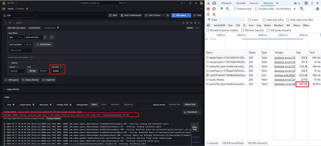 Grafana Ui not loading for the 50000 loki logs - Configuration - Grafana Labs Community Forums