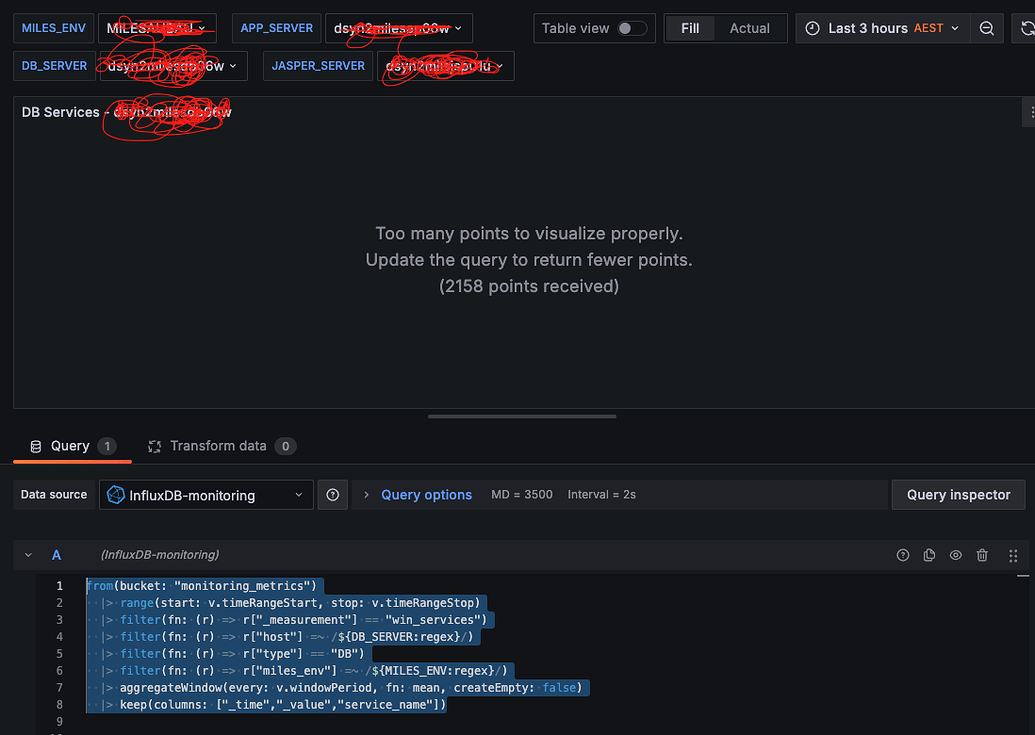 Too many points to visualize properly. Update the query to return fewer points - Grafana ...