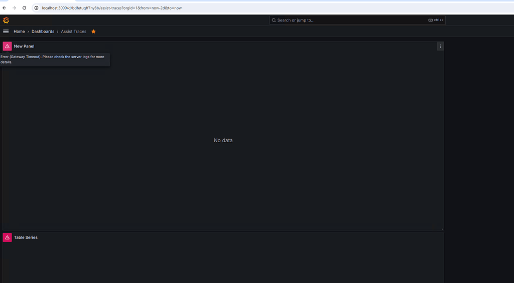 Error (Gateway timeout). Please check the server logs for more details - Grafana - Grafana Labs ...