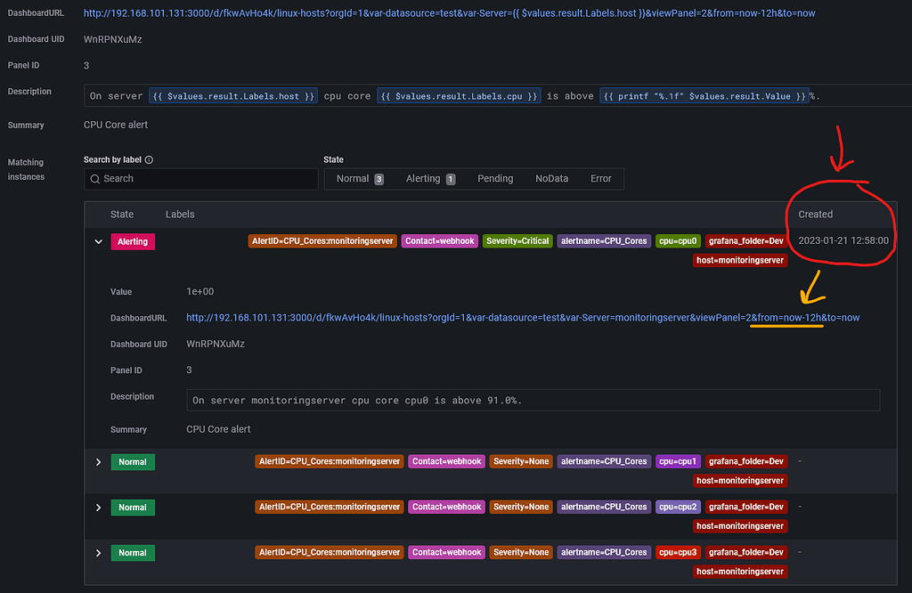Grafana Alerts: How to add alert created time (startsAt) into alert annotation? - Alerting ...