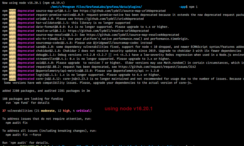 Vulnerabilities reported while Creating a new panel plugin V10 ... Vulnerabilities reported while Creating a new panel plugin V10 ...