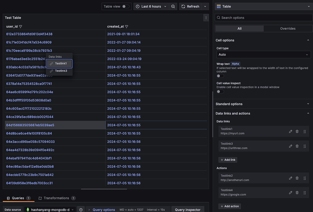 Data Actions not working at table panel - Data Links - Grafana Labs Community Forums