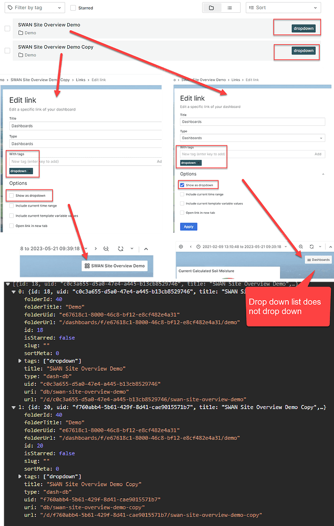 Dashboard Link Dropdown List Not Working Empty Dashboards Grafana Labs Community Forums