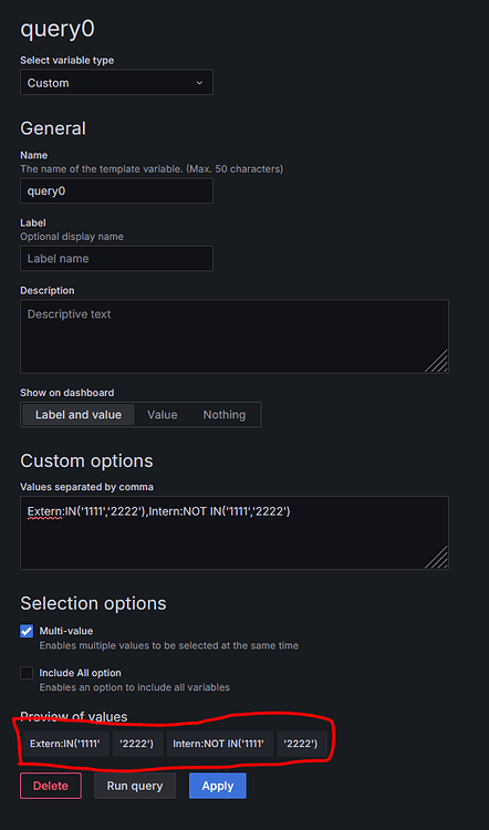 Custom Variables Containing Sql Where Clause Dashboards Grafana Labs Community Forums