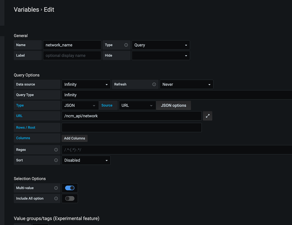Not able to set API method in Grafana infinity variable URL - Configuration - Grafana Labs ...