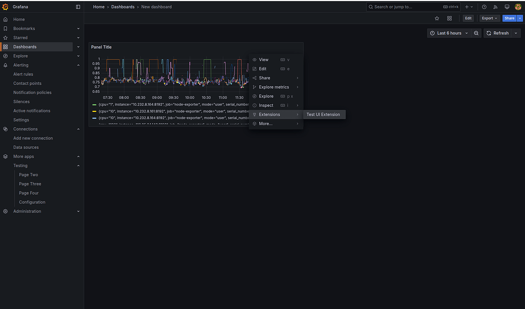 UI Extension Not Showing in Dashboard Panel Menu for Grafana