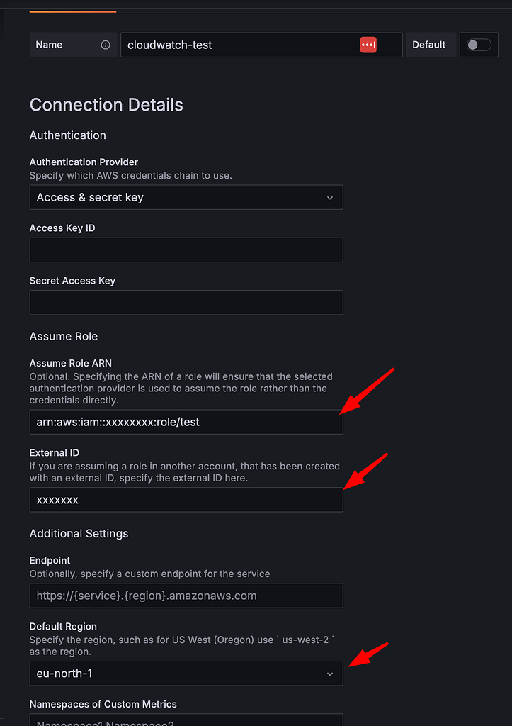 Connecting AWS account with Grafana Cloud CloudWatch datasource - Cloudwatch - Grafana Labs ...