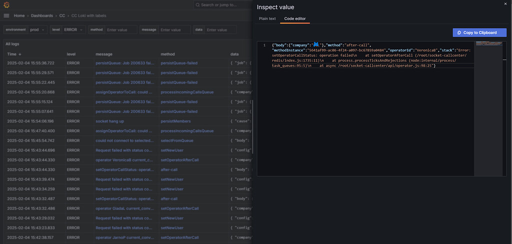 Inspect value does not format json in grafana with Loki datasource - Grafana - Grafana Labs ...