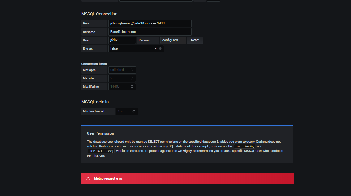 Metric request error - Configuration - Grafana Labs Community Forums