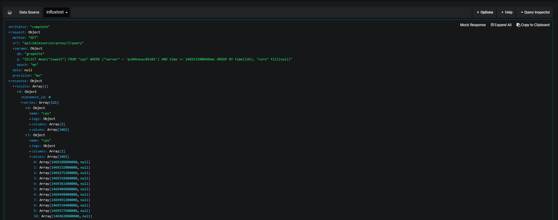 Null values appearing in query; Statement_ID:0 ; Dashboard empty.(InfluxDB) - Grafana Labs ...