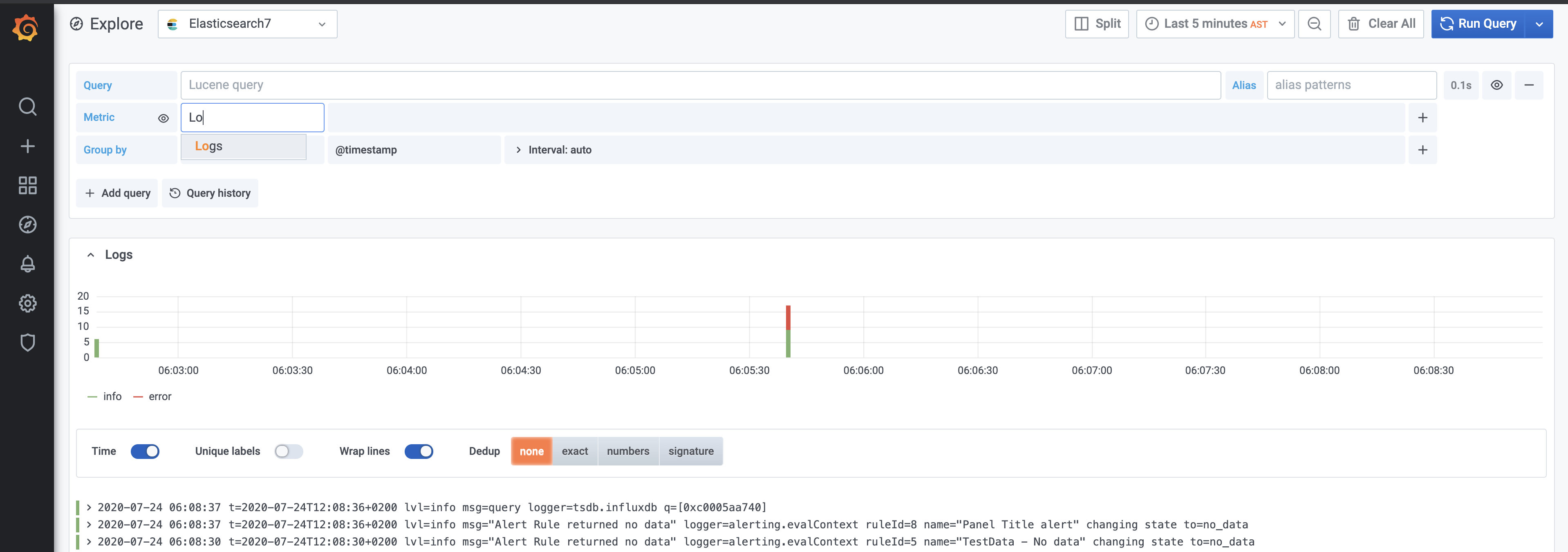 In v7.1.0 explore，how to display es in logs mode - Elasticsearch - Grafana Labs Community Forums