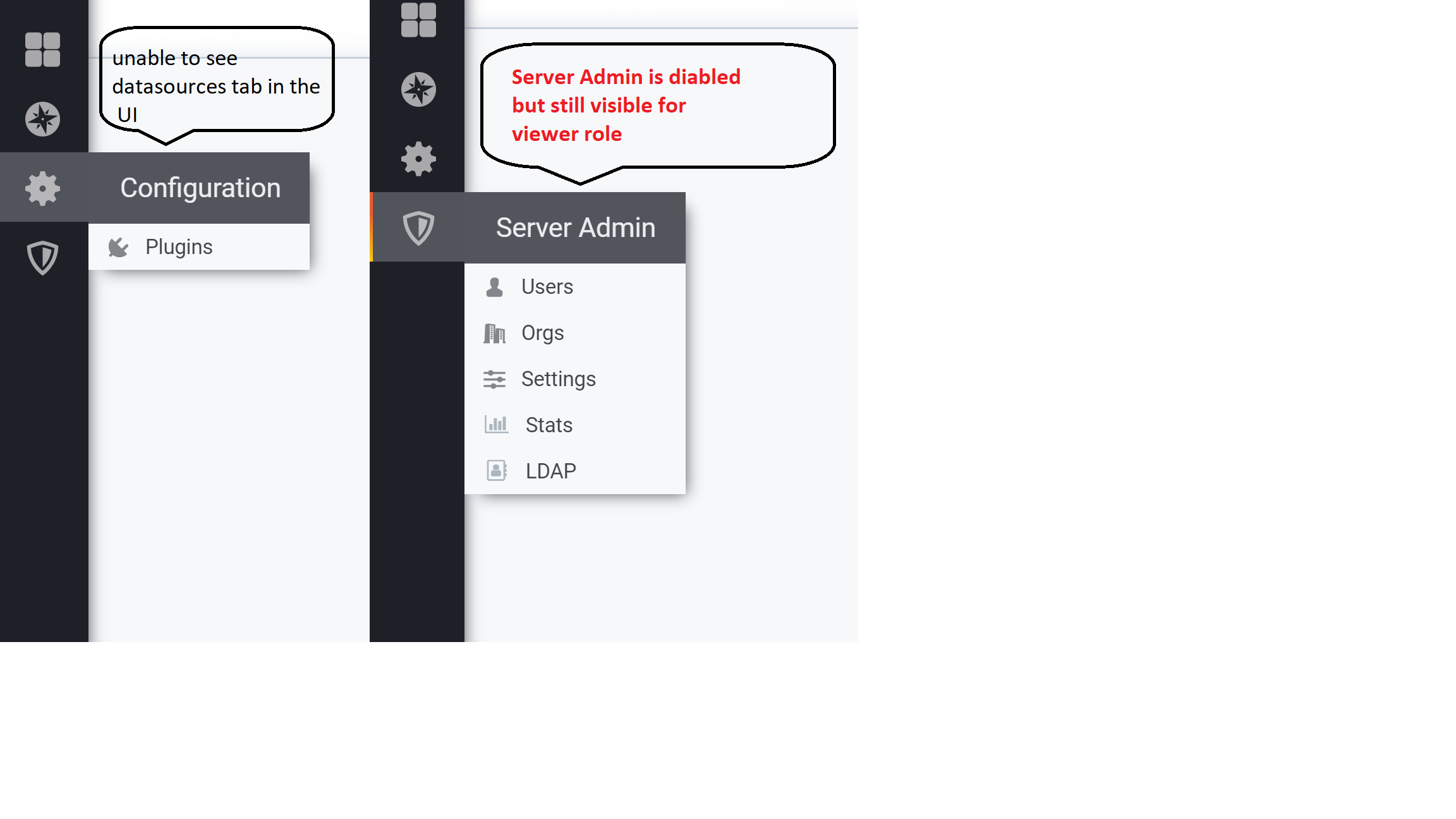 In Grafana 6.4 Unable to see datasources tab on grafana UI when logged in as ADMIN ...