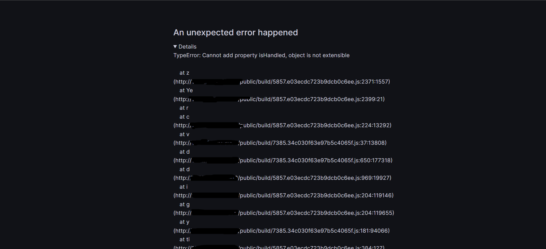 Error Cannot Add Property Ishandled Object Is Not Extensible Dashboards Grafana Labs