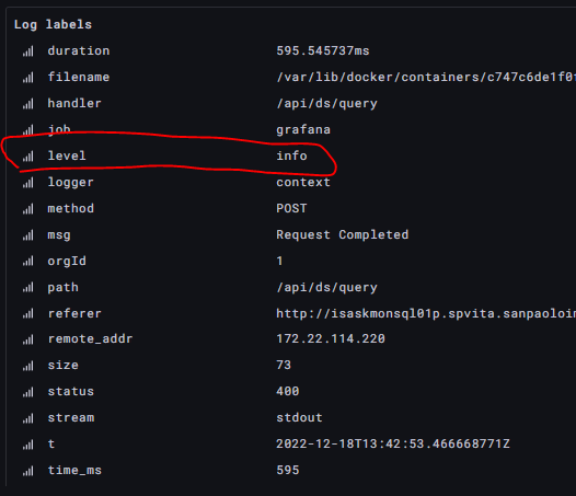Loki query filter out row with level=info - Grafana Loki - Grafana Labs Community Forums