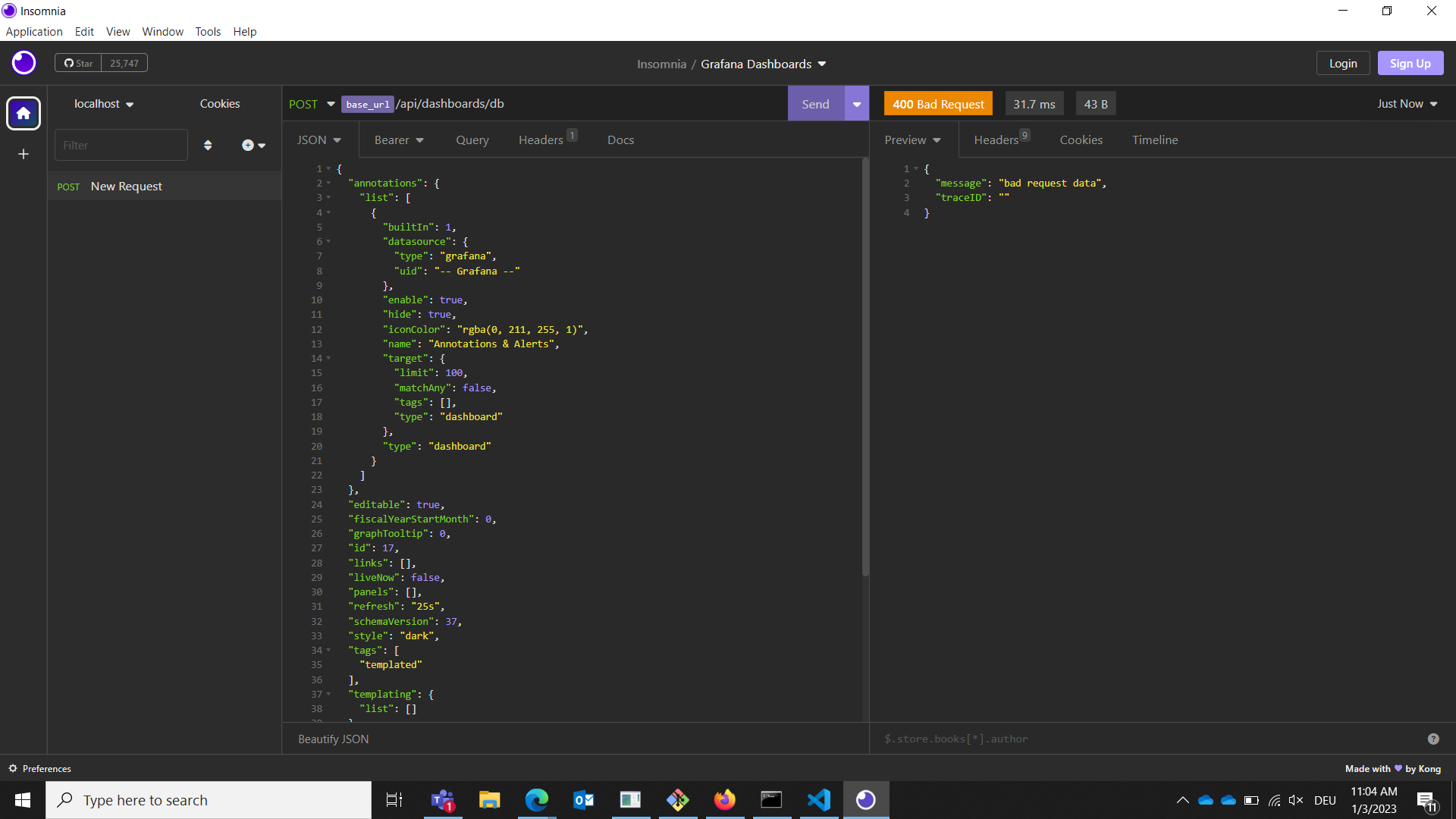 400 bad request response while uploading JSON files via HTTP API ... 400 bad request response while uploading JSON files via HTTP API ...