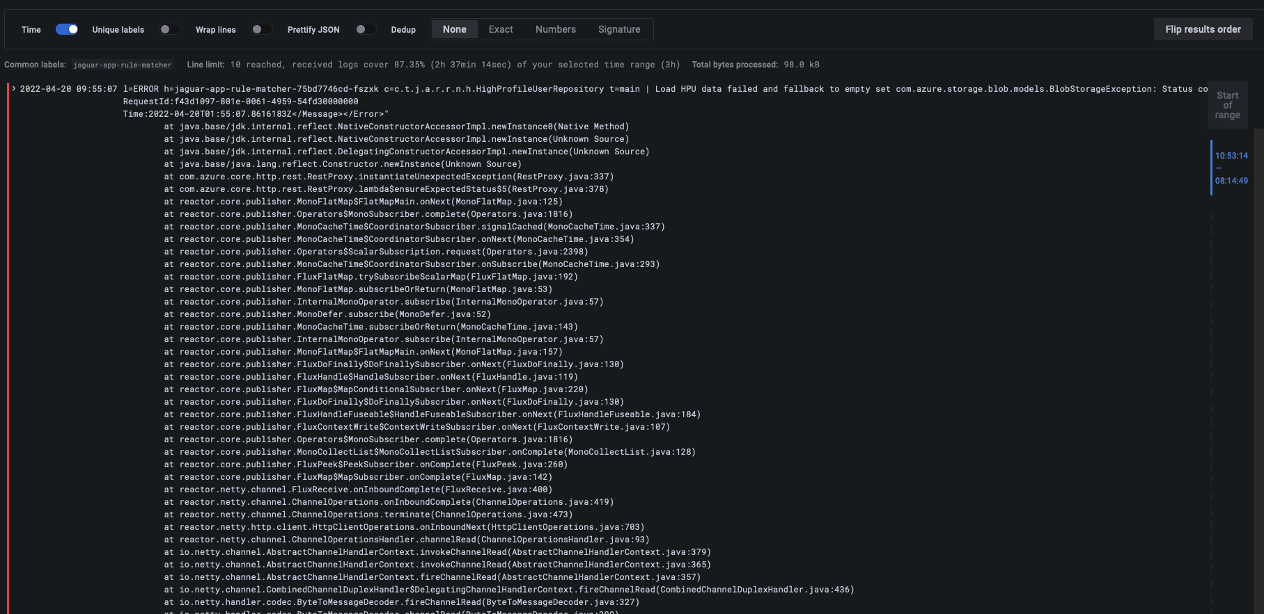 Loki in Grafana shows ERROR exception too long - Grafana Loki - Grafana Labs Community Forums