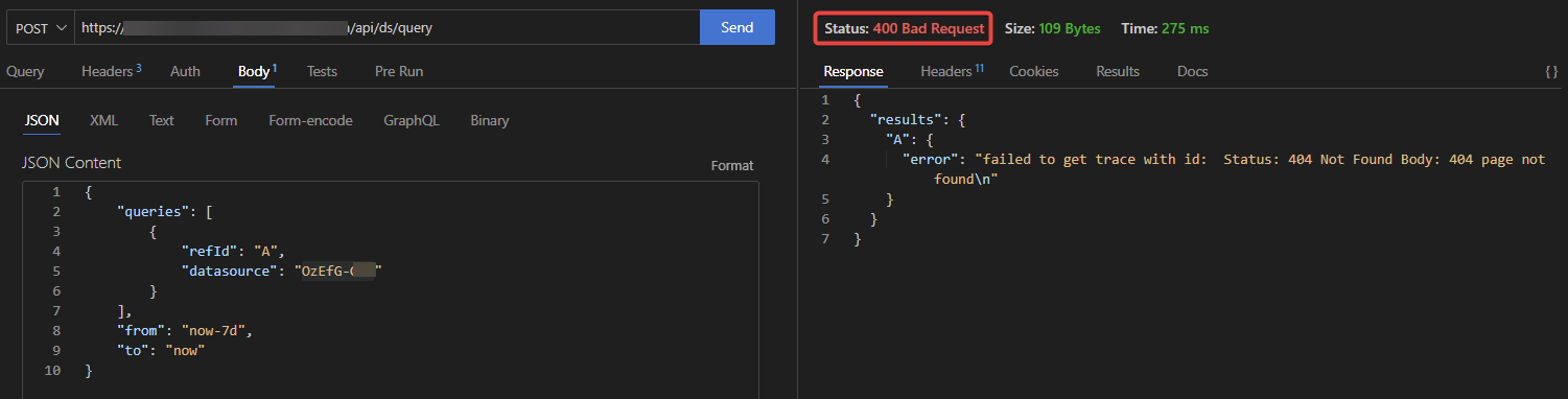 How to check health/query a Tempo datasource using the Grafana API - v9.1.6 - Developers & API ...