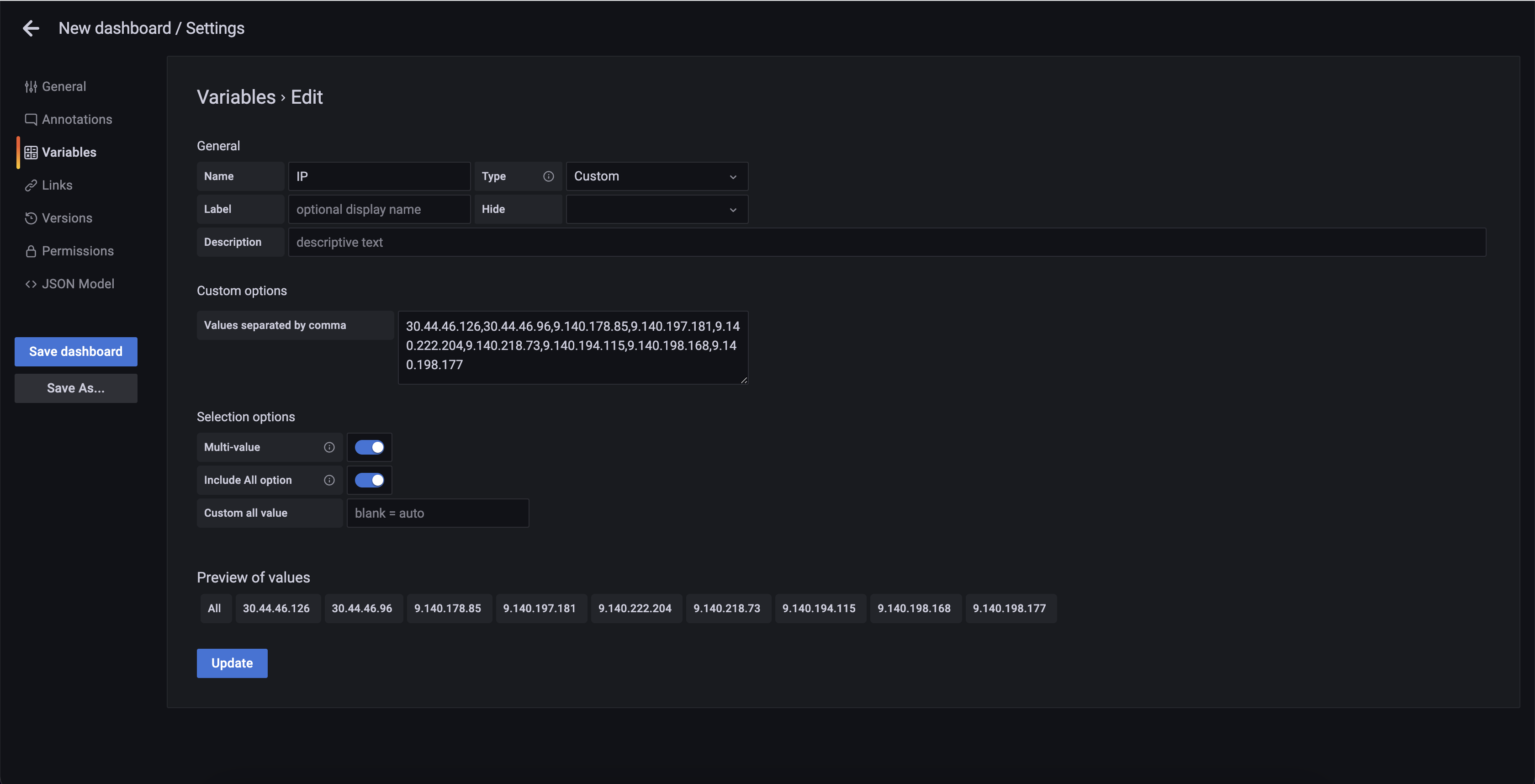 How To Input Multi Value For Pre Filter Variables Dashboards Grafana Labs Community Forums