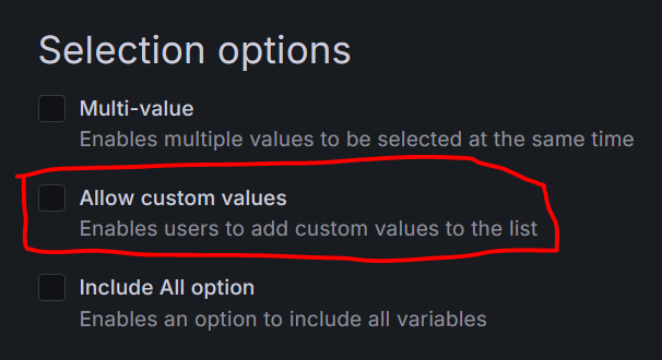 Restrict variable so user cannot enter their own values - Dashboards - Grafana Labs Community Forums