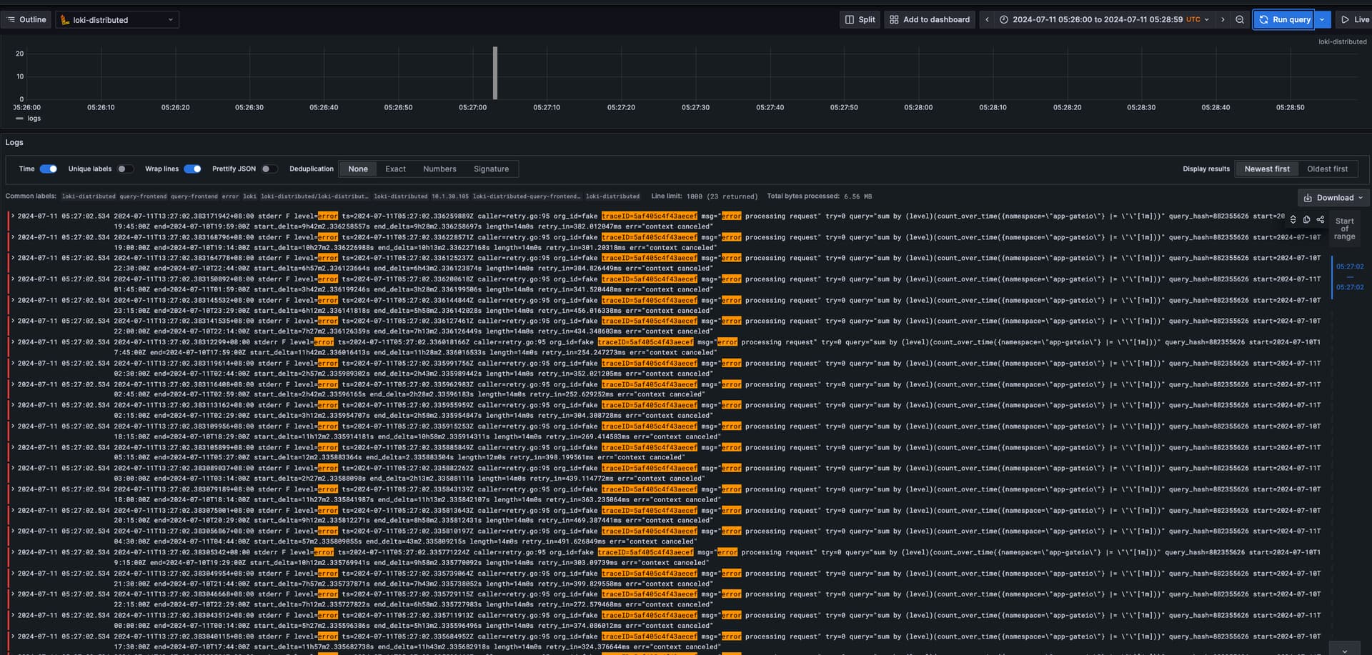 The querier component frequently reports errors processing requests - Grafana Loki - Grafana ...