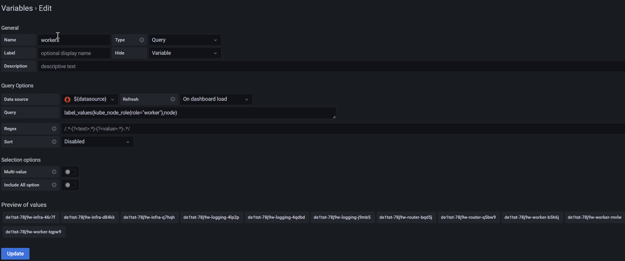 Only pick up one value when using query variables - Prometheus - Grafana Labs Community Forums